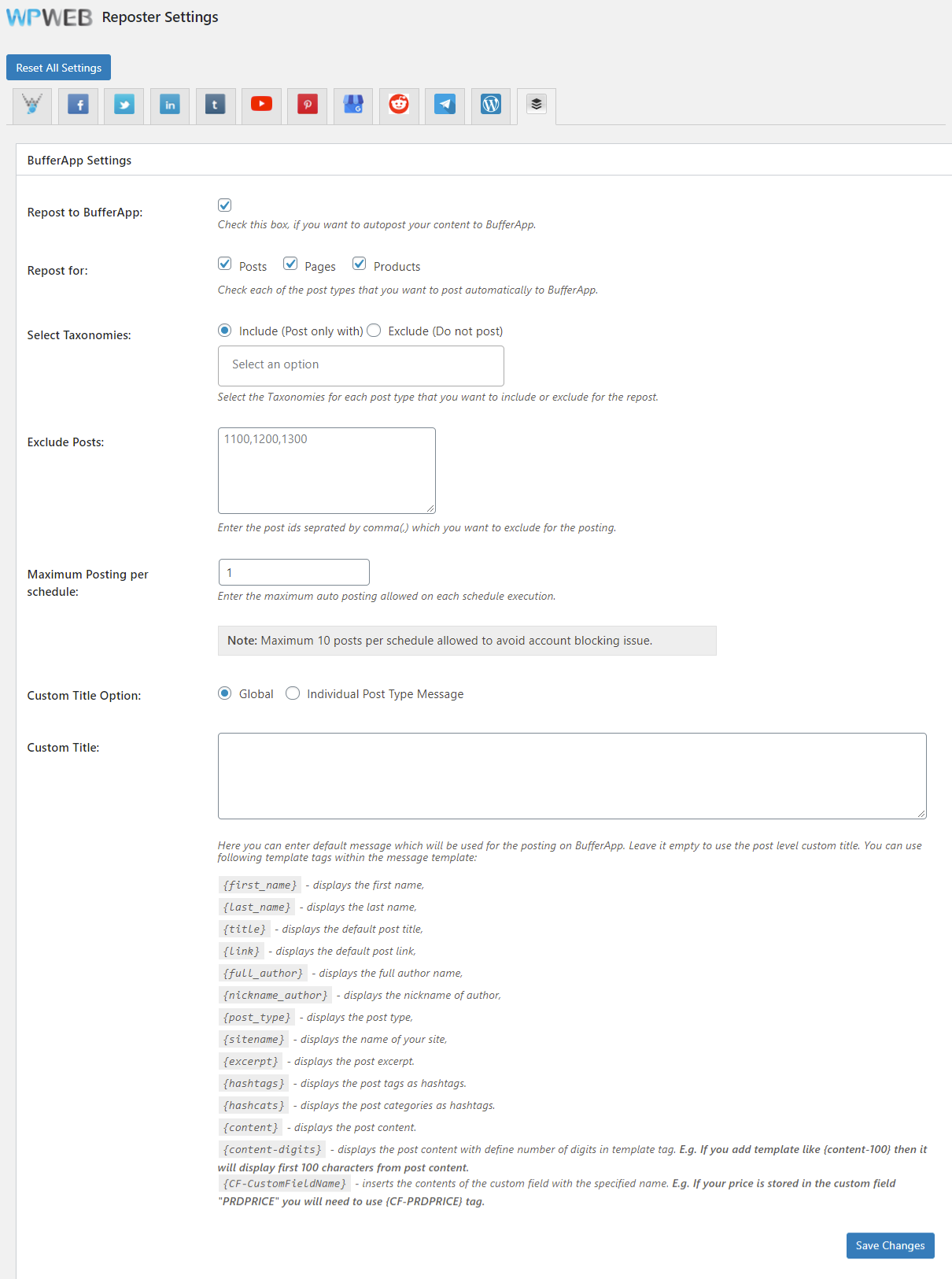 Social Auto Poster – BufferApp Add-on Setup Docs – WPWeb Documentation