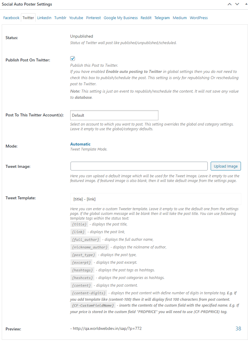 Social Auto Poster Setup Docs by WPWeb