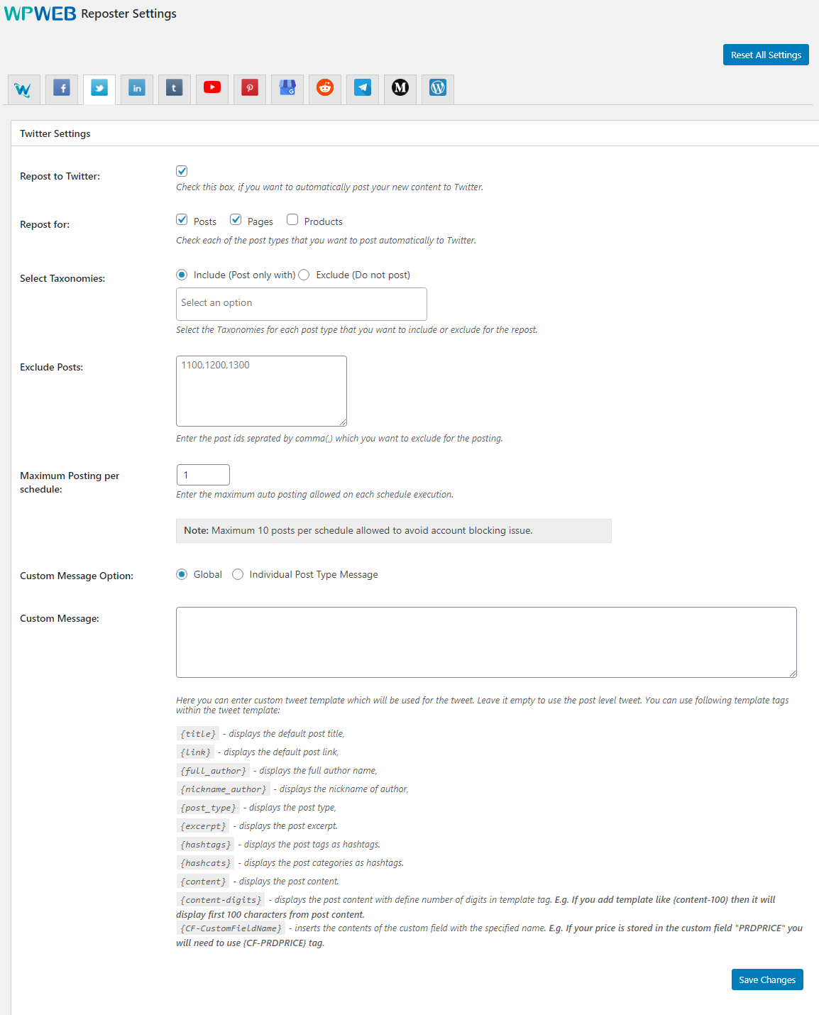 Social Auto Poster Setup Docs by WPWeb